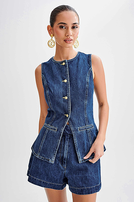 'Imogen' Denim Shorts Set – Luxe Living Fashions